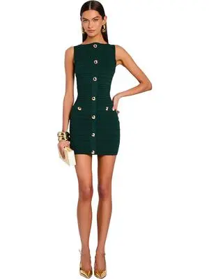 Retrofete Erin Bandage Mini Dress - Metallic Pine