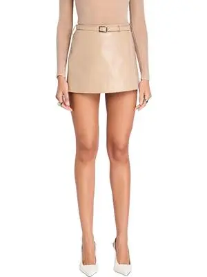 Retrofete Nandie Leather Mini Skirt - Latte