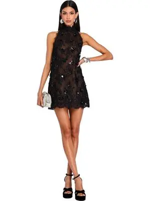 Retrofete Banks Embellished Lace Mini Dress - Black