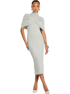 SEROYA Wisteria Knit Midi Dress - Light Grey