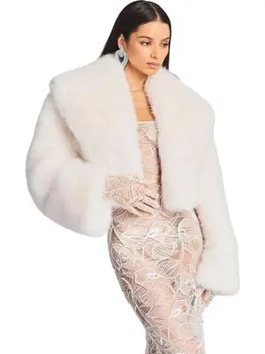 Retrofete Cadence Faux Fur Coat - White