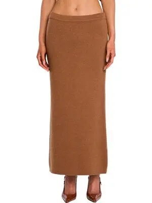 SEROYA Hazel Knit Maxi Skirt - Camel