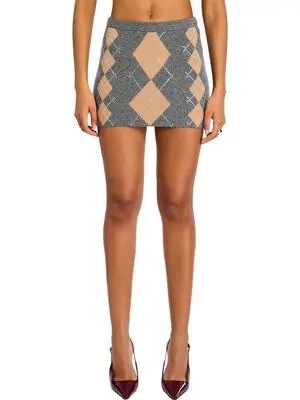 Retrofete Cecilie Embellished Knit Mini Skirt - Dusk/latte