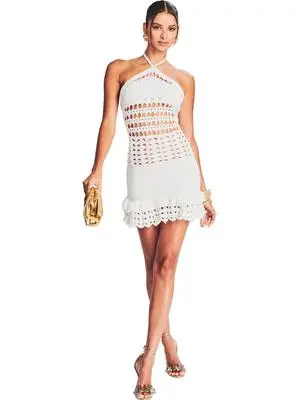 Retrofete Eze Crochet Pearl Embellished Dress - White