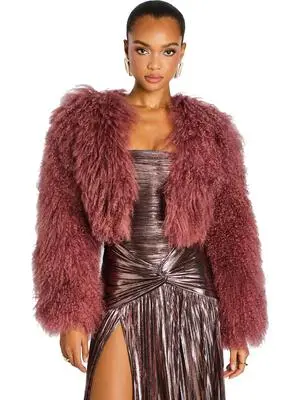 Retrofete Luxe Fur Cropped Jacket - Vintage Rose