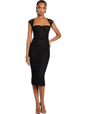 SEROYA Mesh Midi Dress - Black