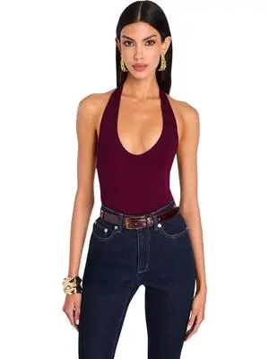 SANS FAFF Bamboo Halter Bodysuit Bordeaux
