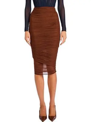 SEROYA Thessa Ruched Skirt - Burnt Toffee