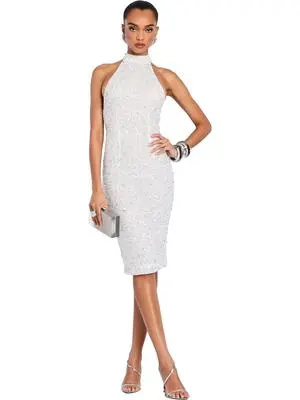 Retrofete Olivia Sequin Midi Dress - White