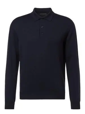 SAMAN AMEL Allen Wool Polo Sweater Blue