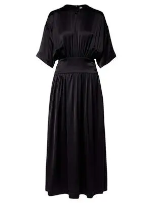 TOTEME Silk And Cotton Satin T-shirt Dress - Black