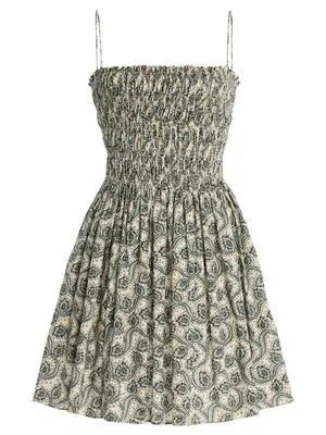 Matteau Shirred Bodice Mini Dress - Print