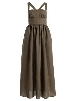 MATTEAU Crossback Linen-Cotton Midi Dress