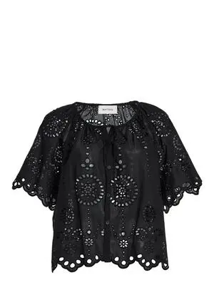 Matteau Cotton Broderie Anglaise Top - Black