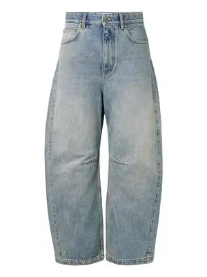 Loewe Embroidered High-rise Barrel-leg Jeans - Blue