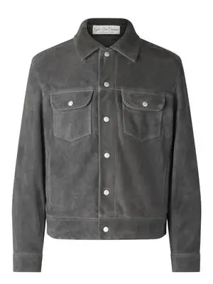 FRAME Suede Trucker Jacket Gray