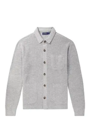 Ralph Lauren Ribbed Cotton Cardigan - Gray