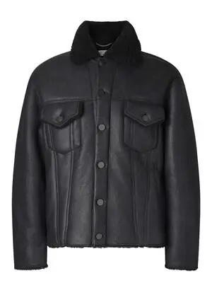 MAISON MARGIELA Waxed Shearling Jacket - Black