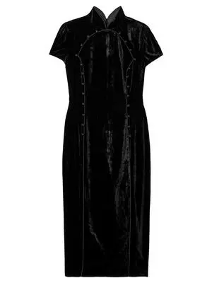 Saloni Taro-c Velvet Midi Dress - Black