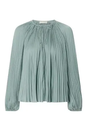 Ulla Johnson Electra Pleated Satin Blouse - Blue