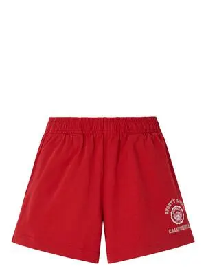 SPORTY & RICH California Printed Cotton-jersey Shorts - Red