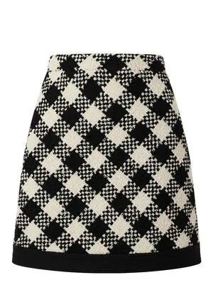 Valentino Garavani Damier Checked Bouclé-tweed Mini Skirt - Black