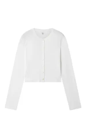 LESET Nando Ribbed Cotton-jersey Cardigan - White