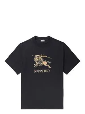 Burberry Logo-print Cotton-jersey T-shirt - Black