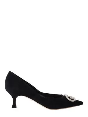 Gucci Embellished Suede Pumps - Black