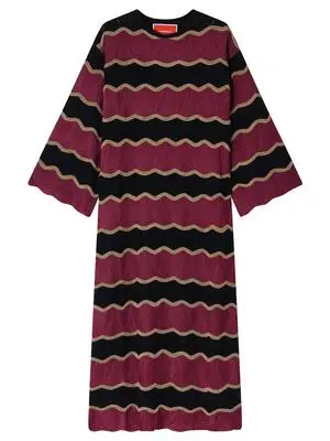 La DoubleJ Striped Cotton-blend Midi Dress - Red