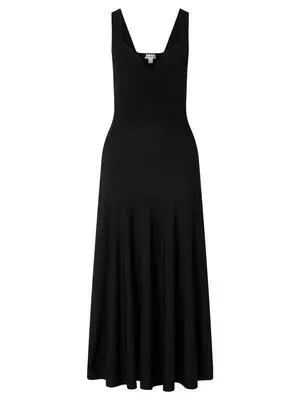 Alaïa Ribbed-knit And Jersey Pleated Midi Dress - Black