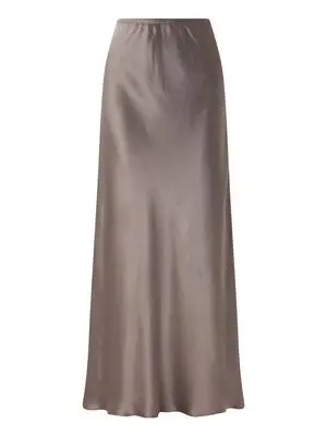 LESET Barb Satin Maxi Skirt - Brown