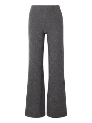 THE ELDER STATESMAN Cashmere Wide-leg Track Pants - Gray