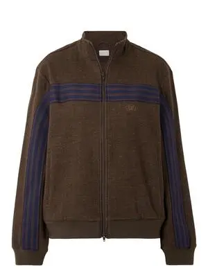 Aimé Leon Dore Striped Herringbone Wool And Cotton-blend Track Jacket - Brown