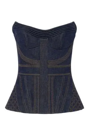Zimmermann Denim Corset Top Dark Denim