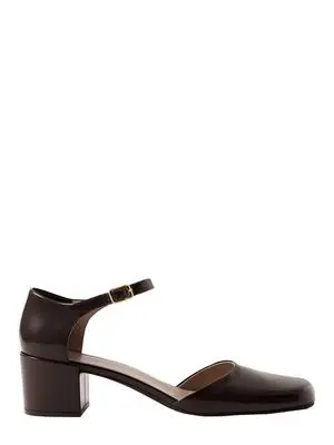 THE ROW Penelope Glossed-Leather Pumps Dark Brown