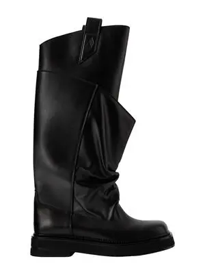 Attico Passeggiata Leather Knee Boots - Black