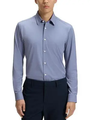 BOSS Roan Slim Fit Button-front Shirt - Dark Blue