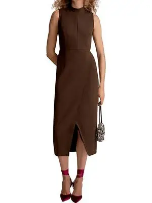 M.M.LAFLEUR Valencia Flex Suiting Power Dress - Chocolate Torte Melange