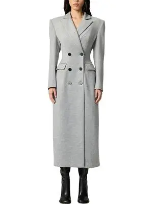 NOCTURNE Structured Double-breasted Maxi Coat - Grey