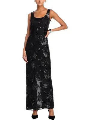 ROTATE BY BIRGER CHRISTENSEN Sequined Maxi Dress Black