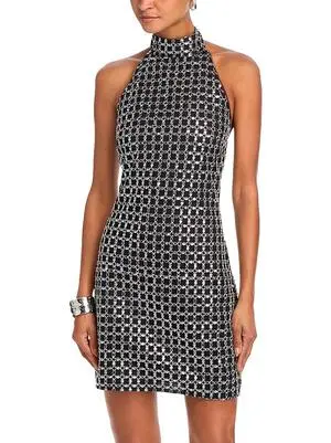 ROTATE BY BIRGER CHRISTENSEN Bead Halter Neck Dress