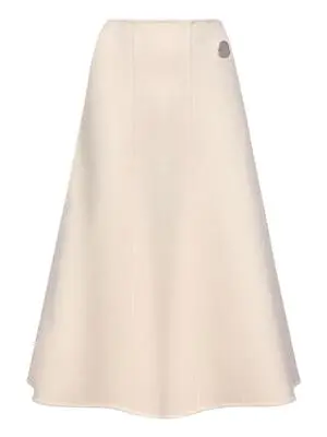 MONCLER + JIL SANDER Wool Flared Midi Skirt White
