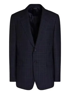 Dunhill Prince Of Wales Checked Wool Blazer - Navy