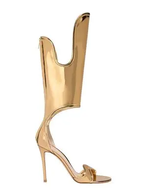 GIANVITO ROSSI Lucrezia Mirrored-leather Sandals - Gold