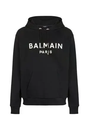 Balmain Logo-print Cotton Hoodie - Black