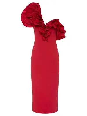 Rebecca Vallance Zarya Ruffle-detail Midi Dress - Red