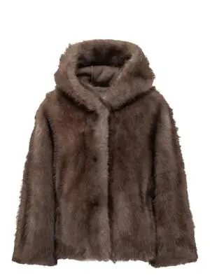 VALENTINI 1972 Fur Hooded Coat - Brown