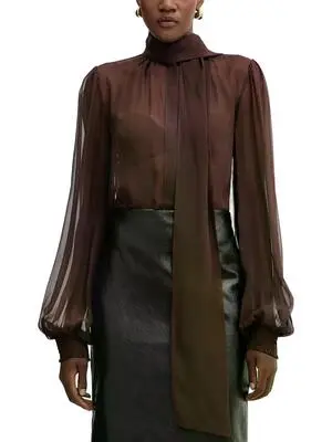 Retrofete High-neck Long-sleeve Top - Brown