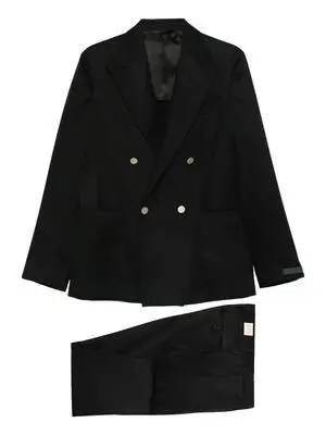 BRIGLIA 1949 Bolgheri Wool Double-breasted Suits - Black